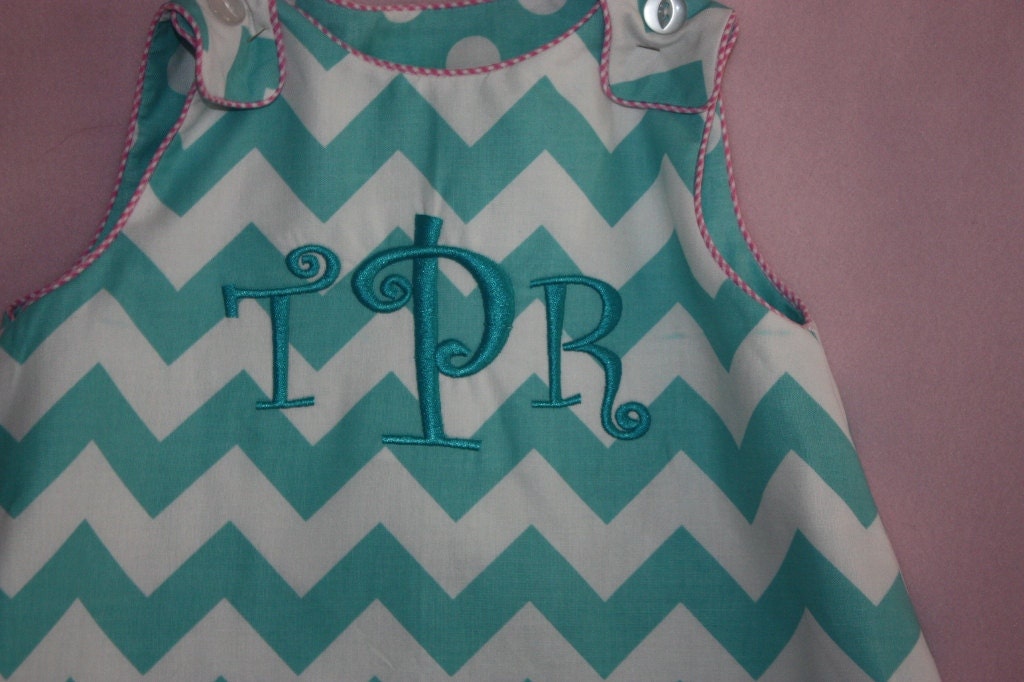 Aqua Chevron and Polka Dot Birthday Outfit Reversible With - Etsy