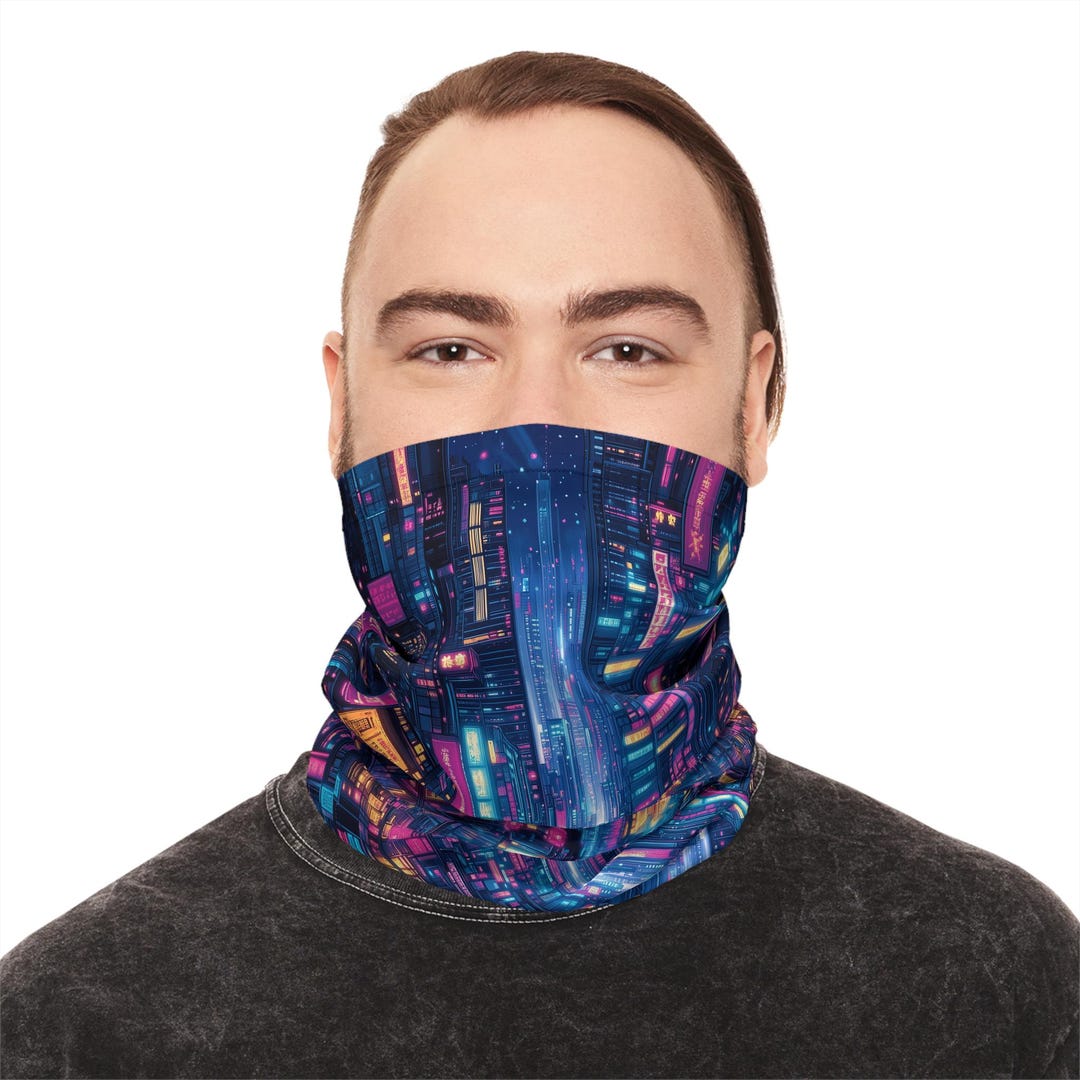 Cyberpunk Mask, Neck Gaiter, Futuristic Streetwear, Gamer Face Cover ...