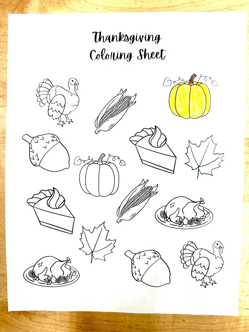 Thanksgiving Coloring Sheet - Etsy