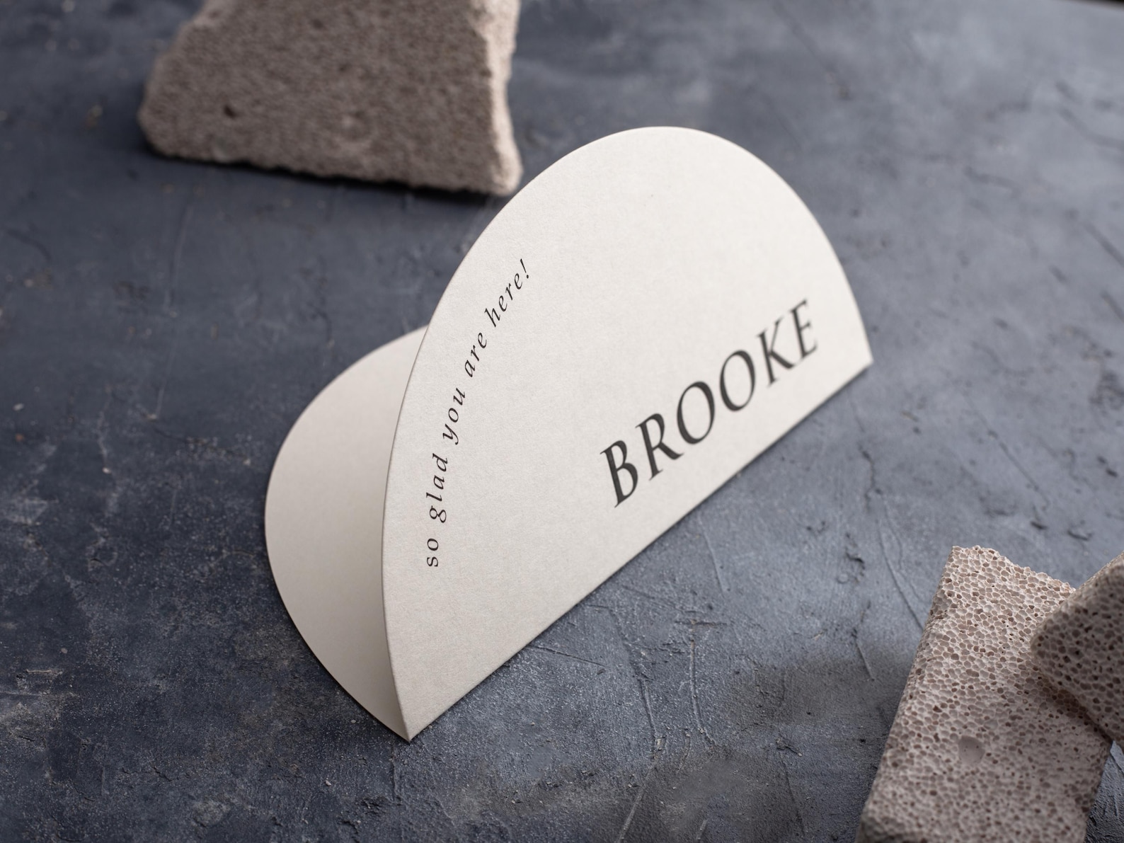Half Circle Place Cards, Script Guest Name Cards, Minimalist Wedding ...