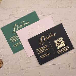 Wedding Directions Card With QR Code, Digital Map Wedding Invite, Personalized Gold Foil Wedding ...