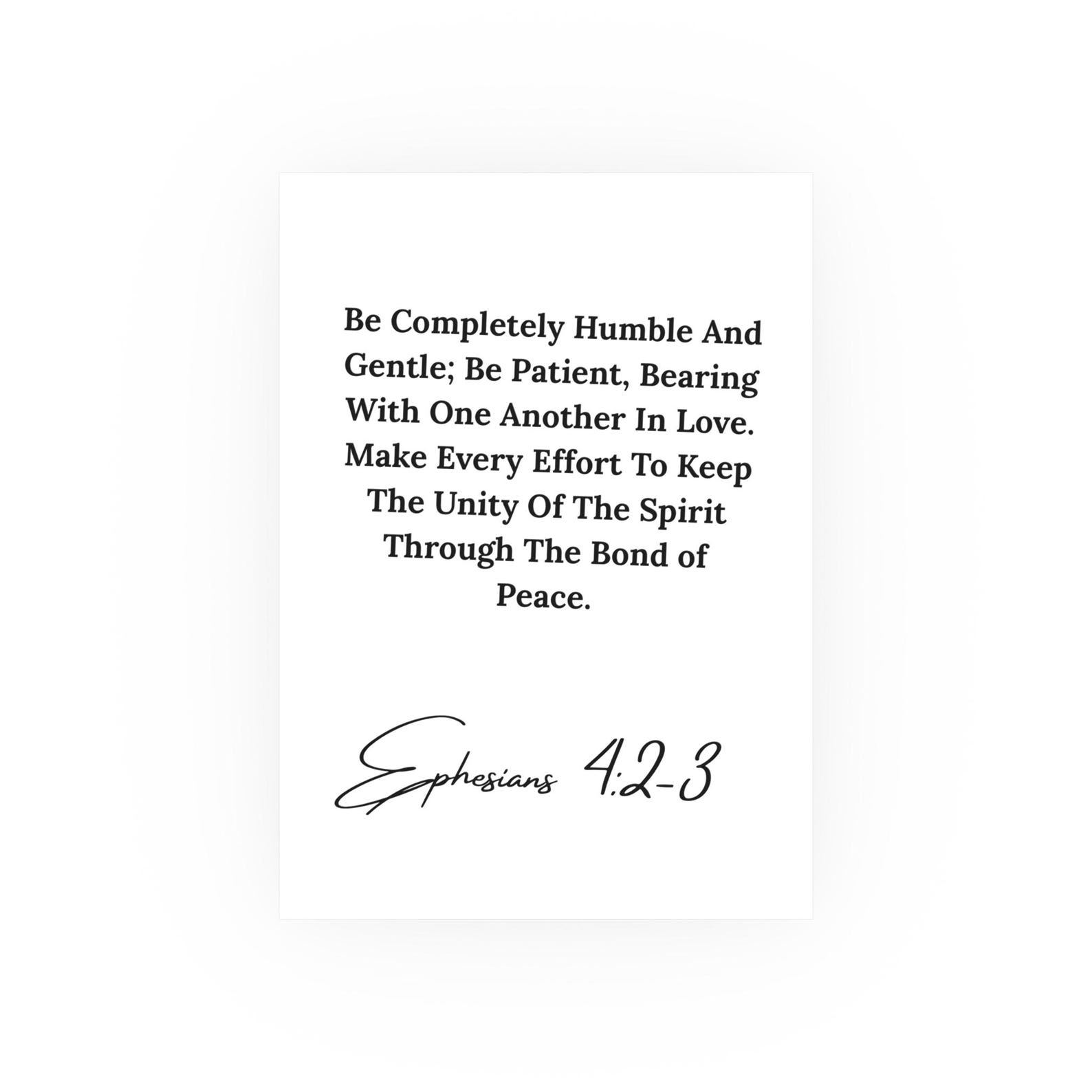 Christian Wall Art, Inspirational Bible Quote Poster - Ephesians 4:2-3 ...