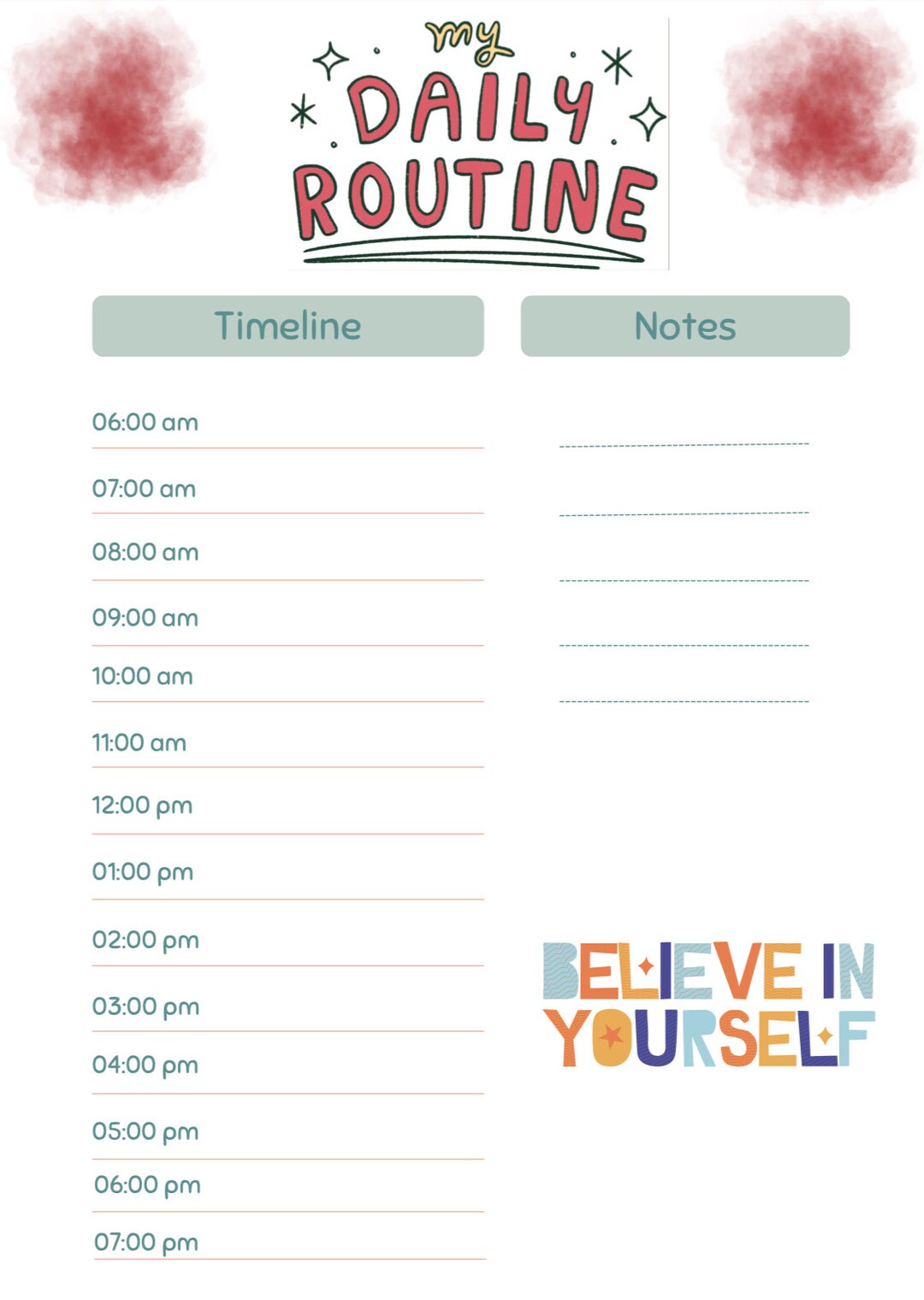 Daily Routine Planner Template Digital Printable Download A4 - Etsy ...