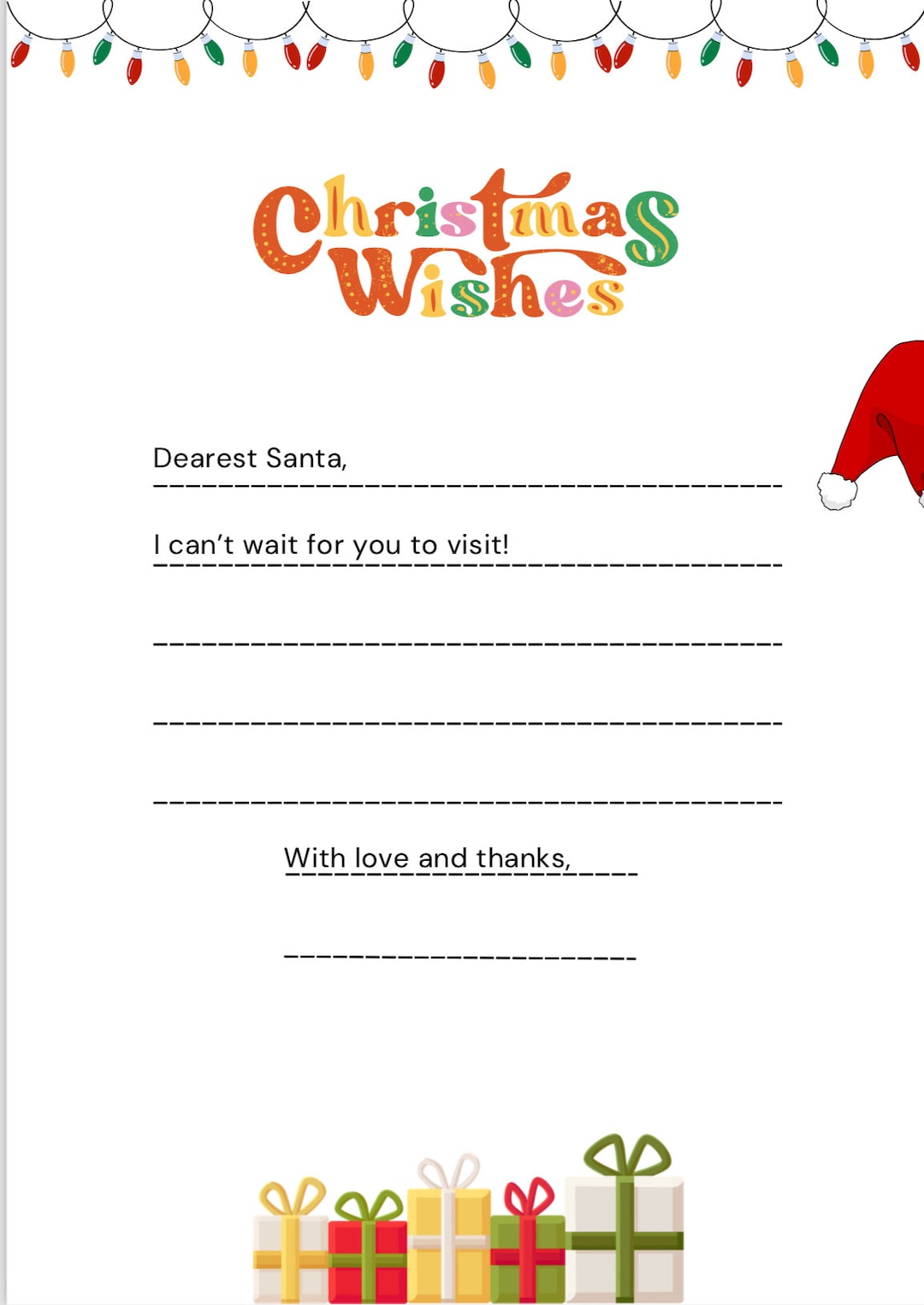 Christmas Letter to Santa Template Digital Printable Download A4 - Etsy