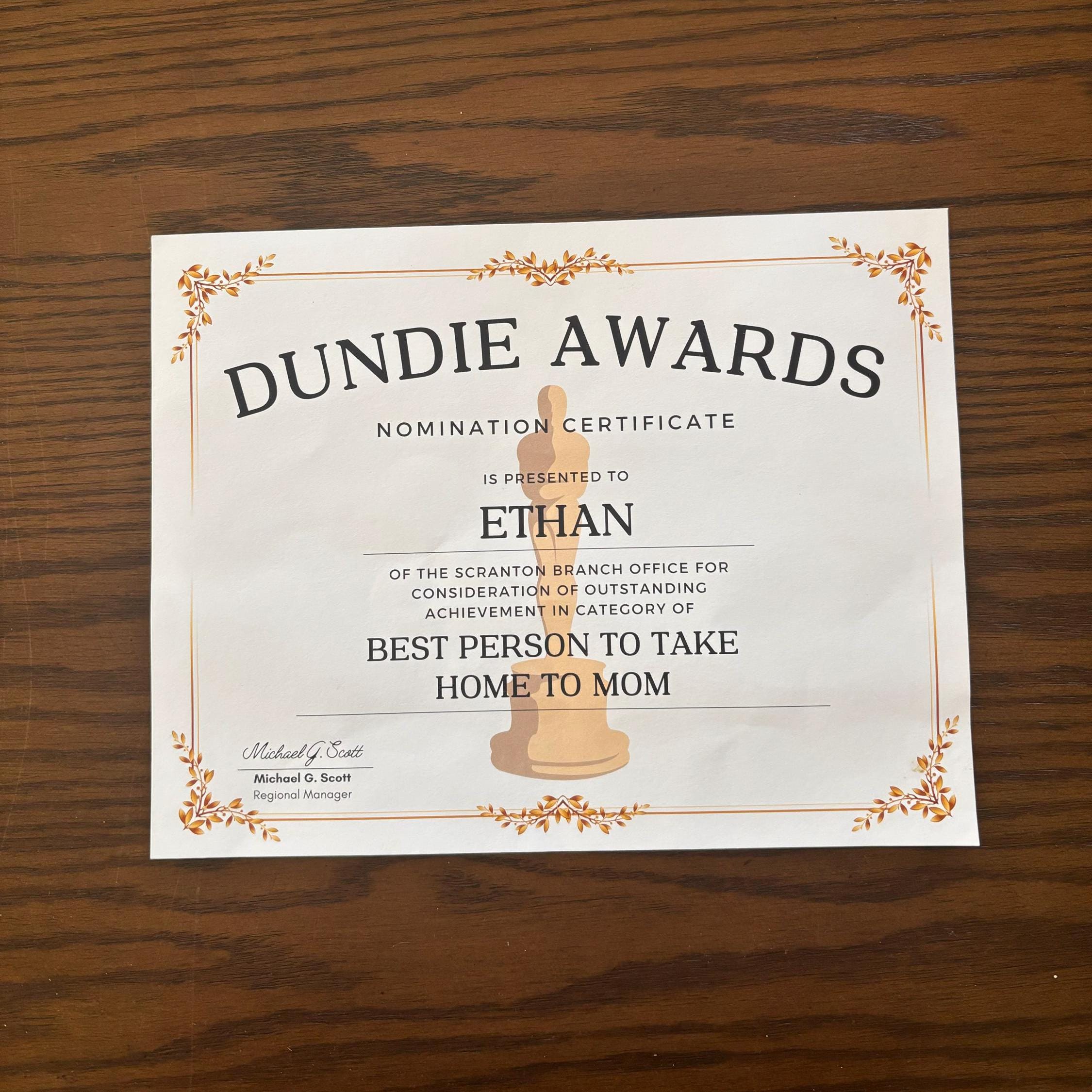 The Office Dundies Award Certificate (digital Template) - Etsy