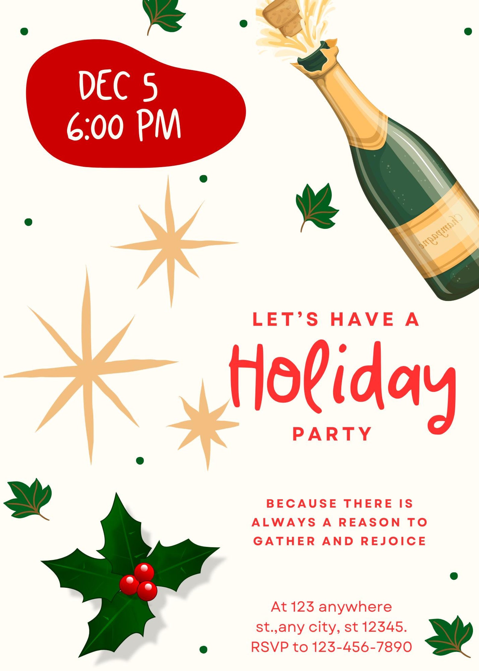 Holiday Party Invitation - Festive Gathering Invite | ‘because There’s ...