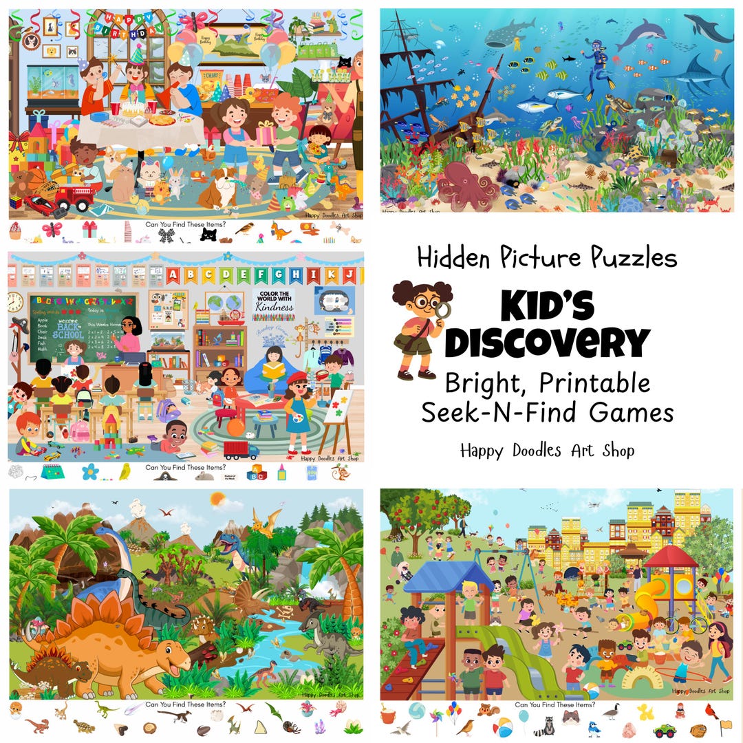 Kid's Discovery Hidden Picture Puzzles - 5 Pack: Search & Find Games ...