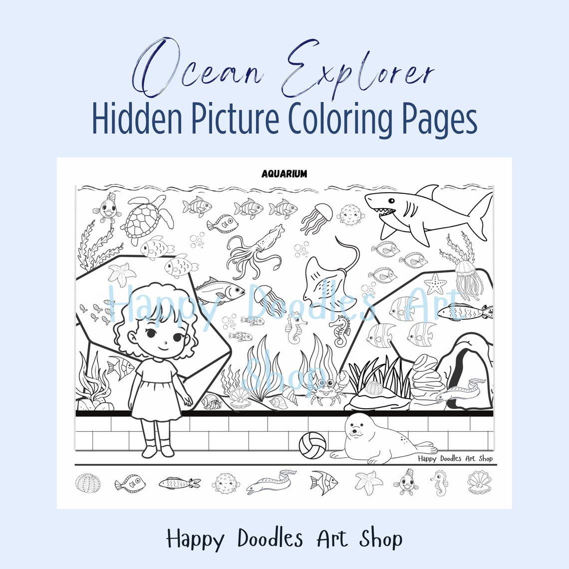 Ocean Hidden Picture Coloring Pages: 5 Activity Pack (PDF Download) - Etsy