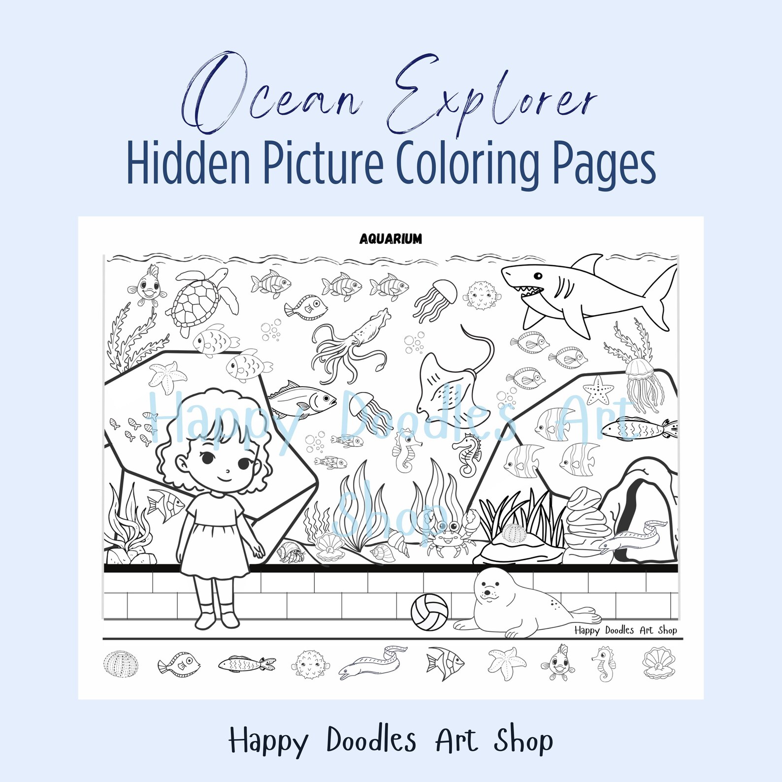 Ocean Hidden Picture Coloring Pages: 5 Activity Pack (PDF Download) - Etsy