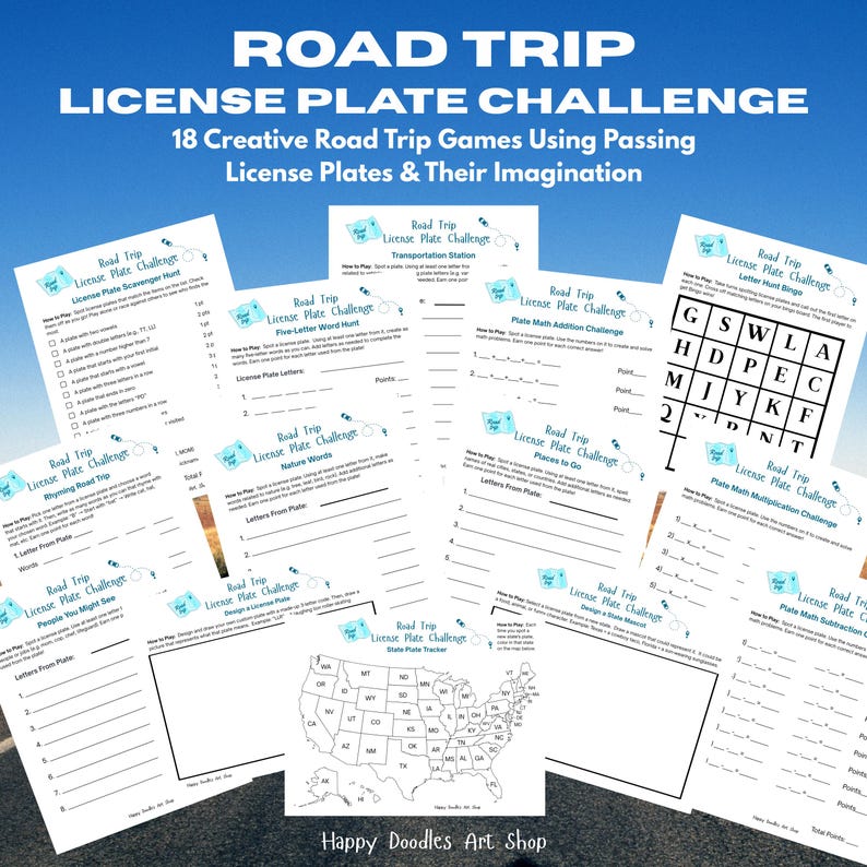 Road Trip Games for Kids: License Plate Activities (printable PDF ...