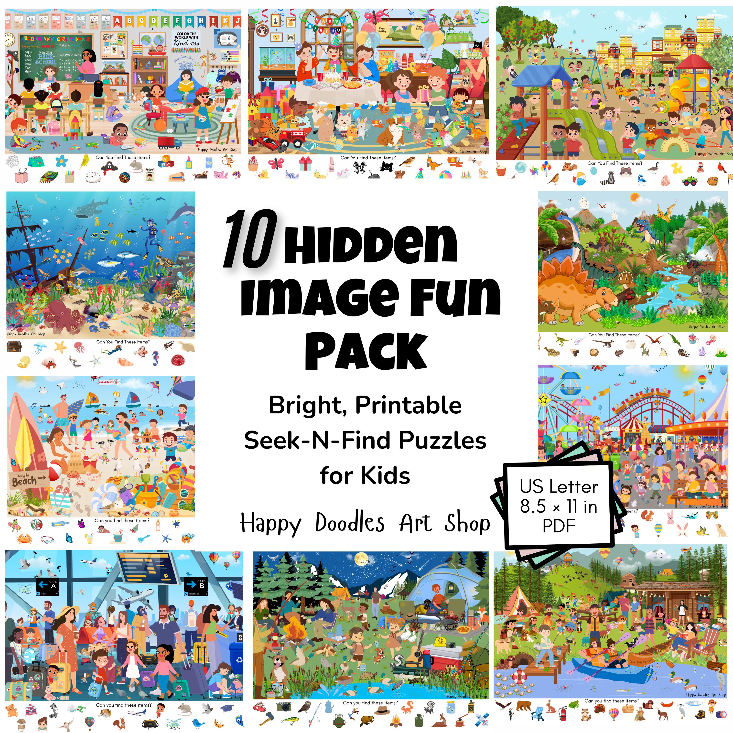 Kids Hidden Picture Game Bundle 10 Pack: Search & Find Puzzles (digital ...