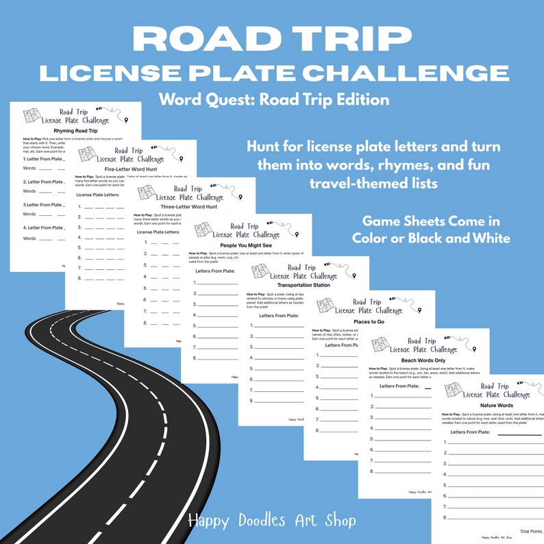 Road Trip Games for Kids: License Plate Activities (printable PDF ...