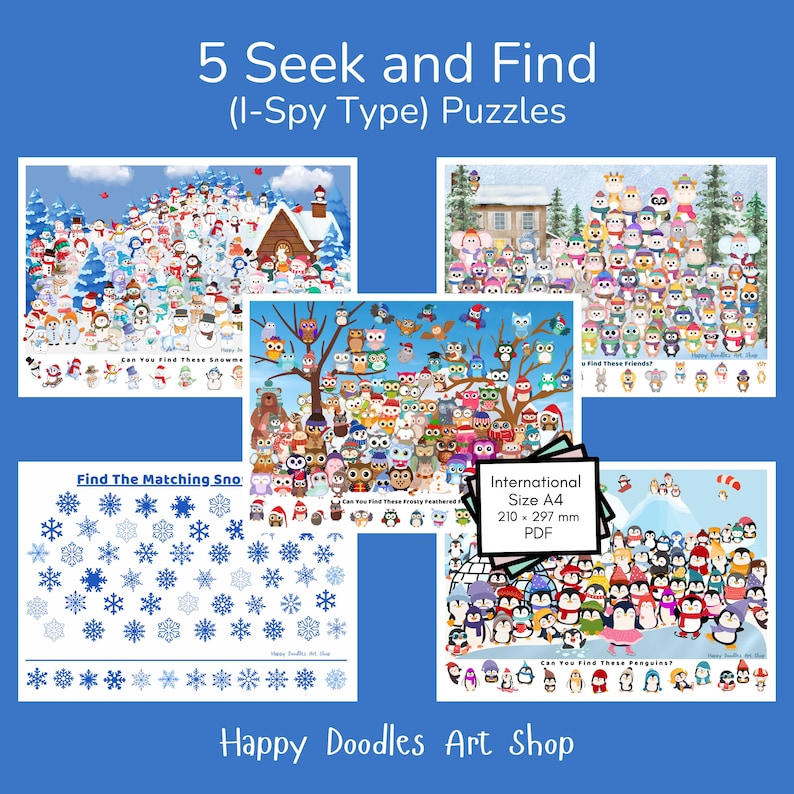 Winter Spot the Hidden Picture Puzzle Bundle: 10 Kids Seek and Find ...