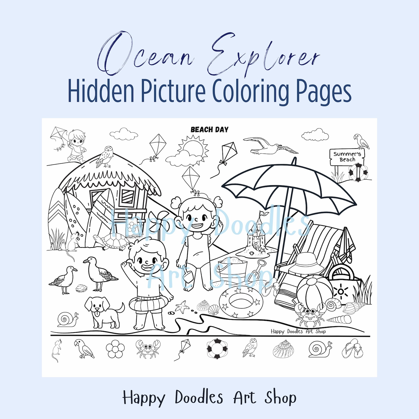 Ocean Hidden Picture Coloring Pages: 5 Activity Pack (PDF Download) - Etsy