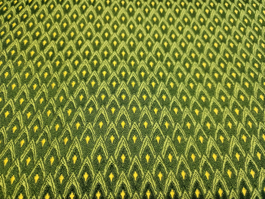 Vibrant Green Gold Geometric Jacquard Design Upholstery 54" Wide Sold ...