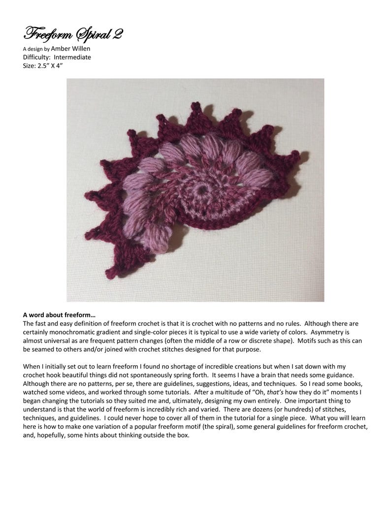 Freeform Crochet Spiral Tutorial With Puff Stitch - Etsy