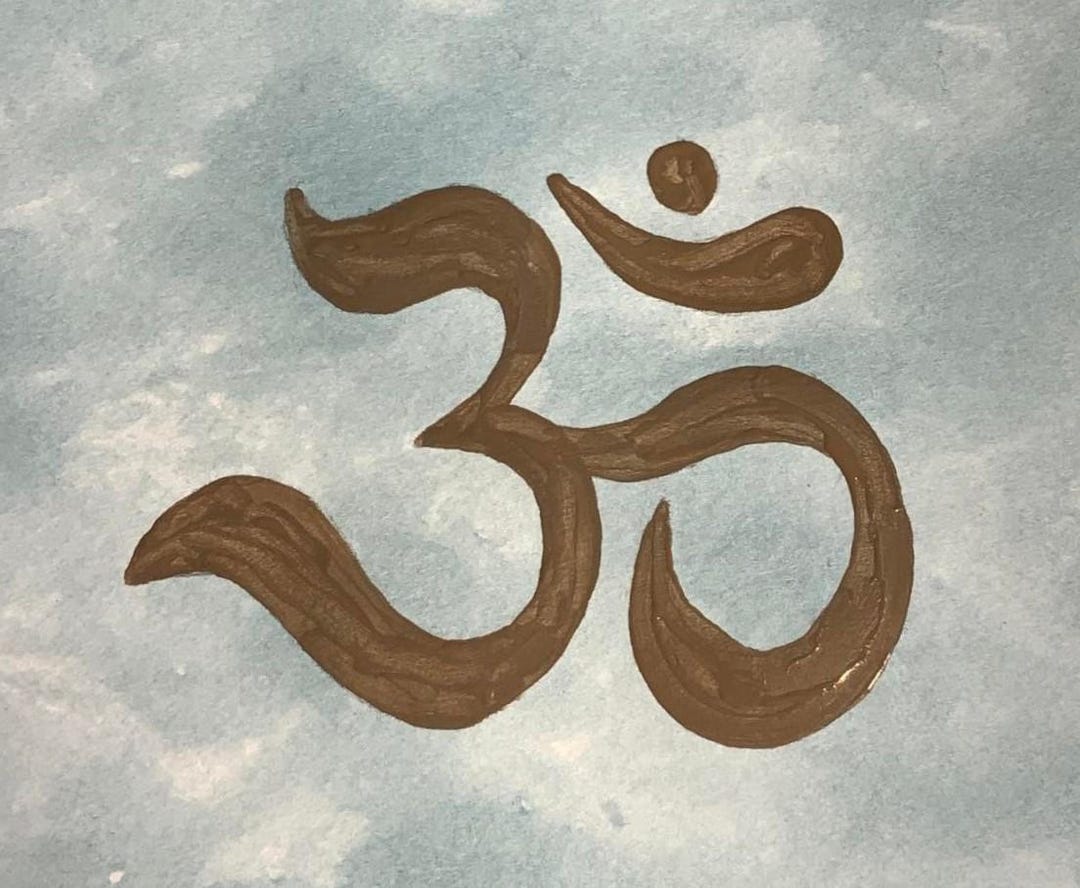 Om Symbol Art Print – Spiritual Wall Décor in Blue and Brown, Yoga and ...