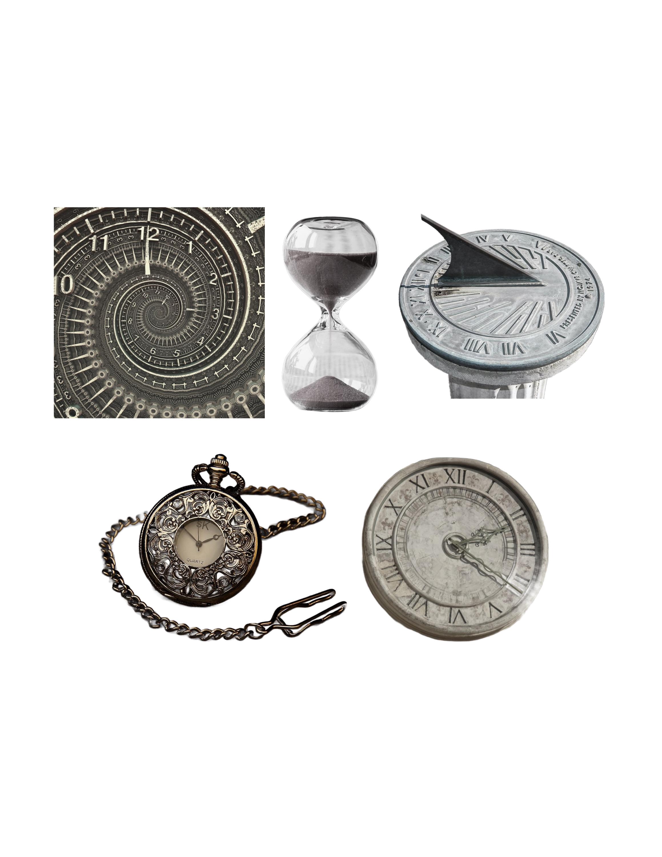 Digital Time Clock Hourglass Sundial Junk Journal Scrapbook Ephemera ...