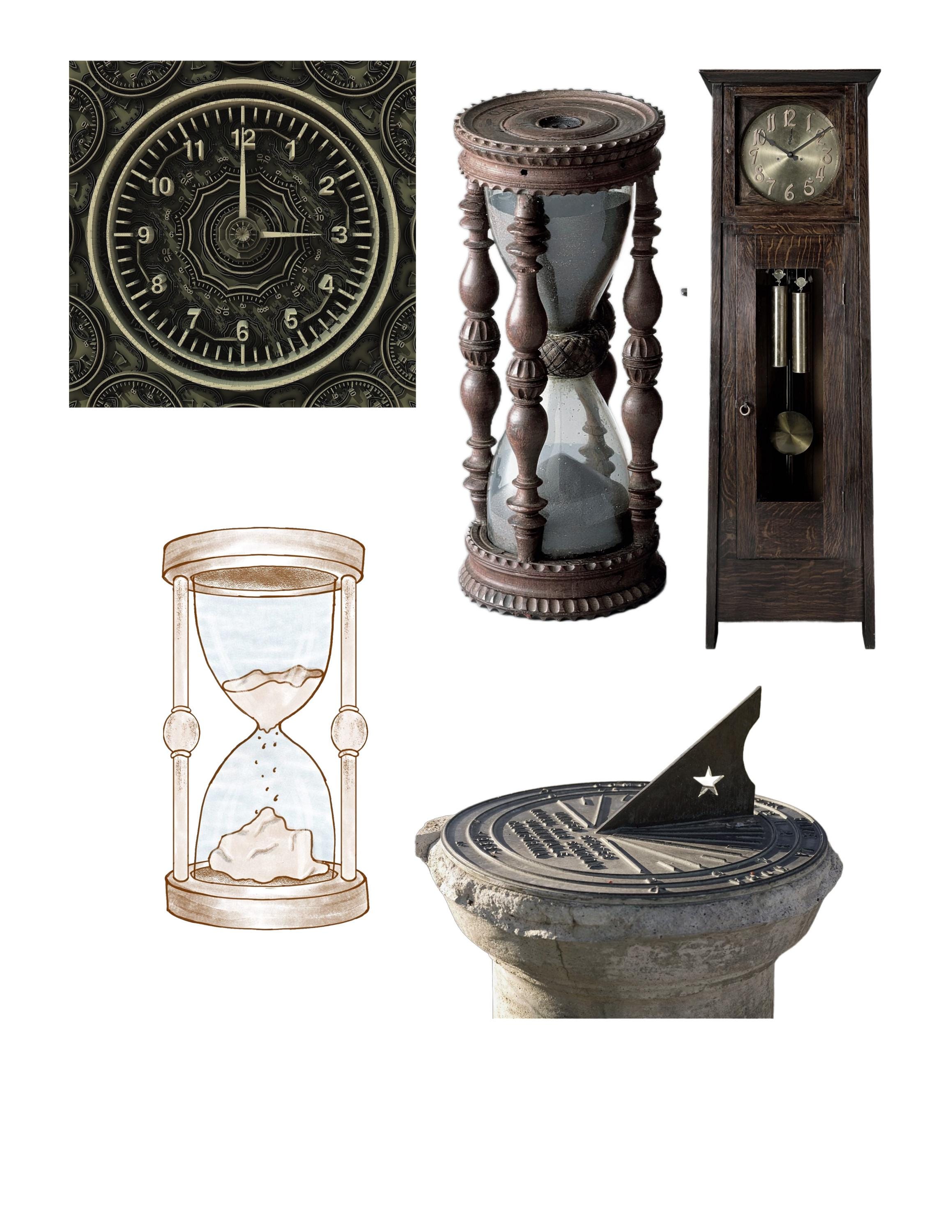 Digital Time Clock Hourglass Sundial Junk Journal Scrapbook Ephemera ...