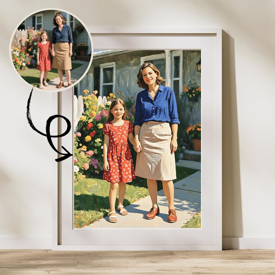 Personalized Oil Painting- Custom Portrait, Mother's Day Gift, Gift for ...