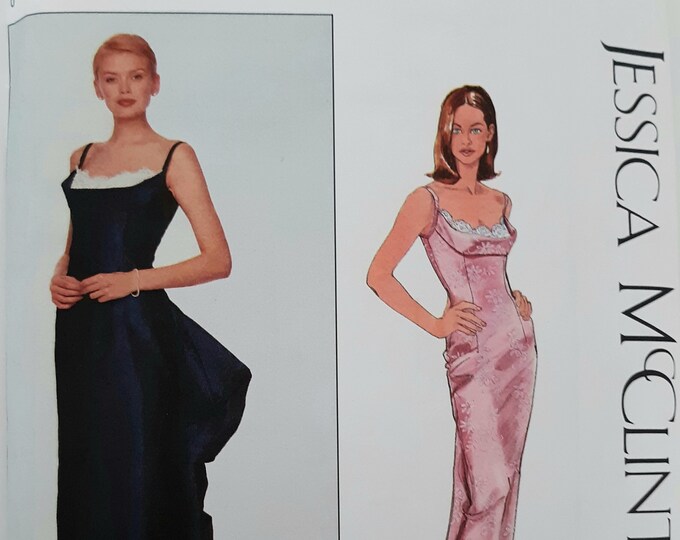 VTG 90s Simplicity 8918 UNCUT Misses Formal Evening Dress With Train ...