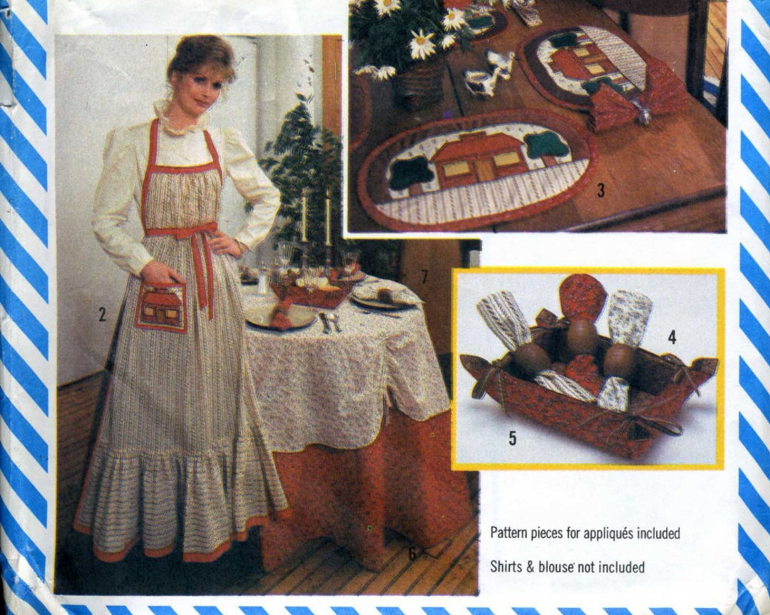 Vintage 80s Simplicity 5958 Adorable Farm House Country Apron or ...