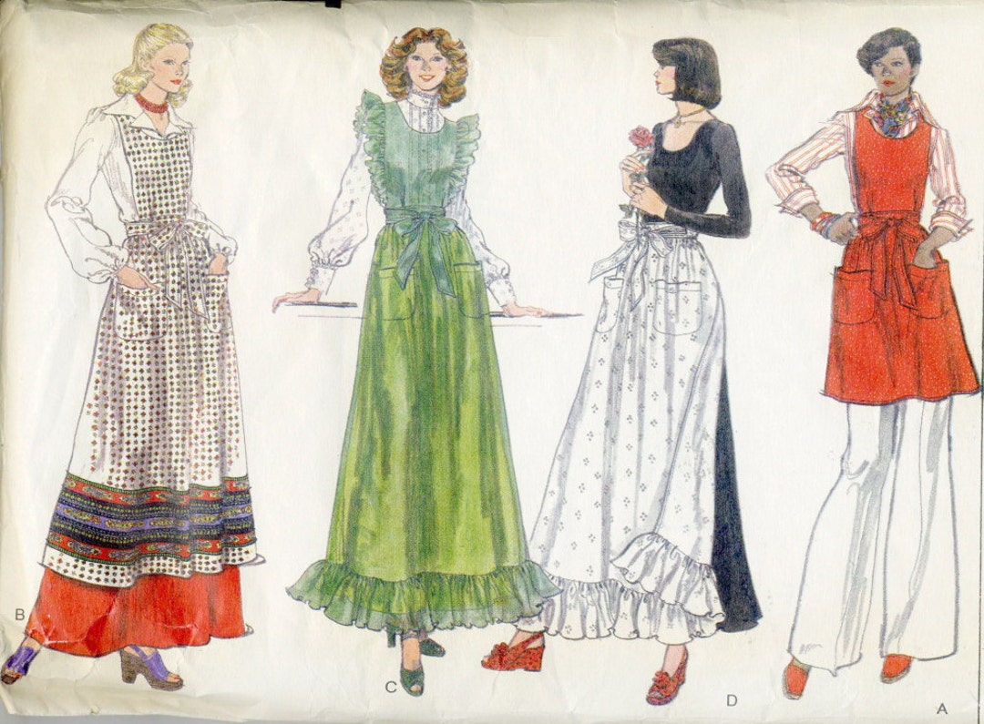 Vintage 70s Vogue 9050 Misses Set of Hostess Aprons Sewing Pattern Size ...