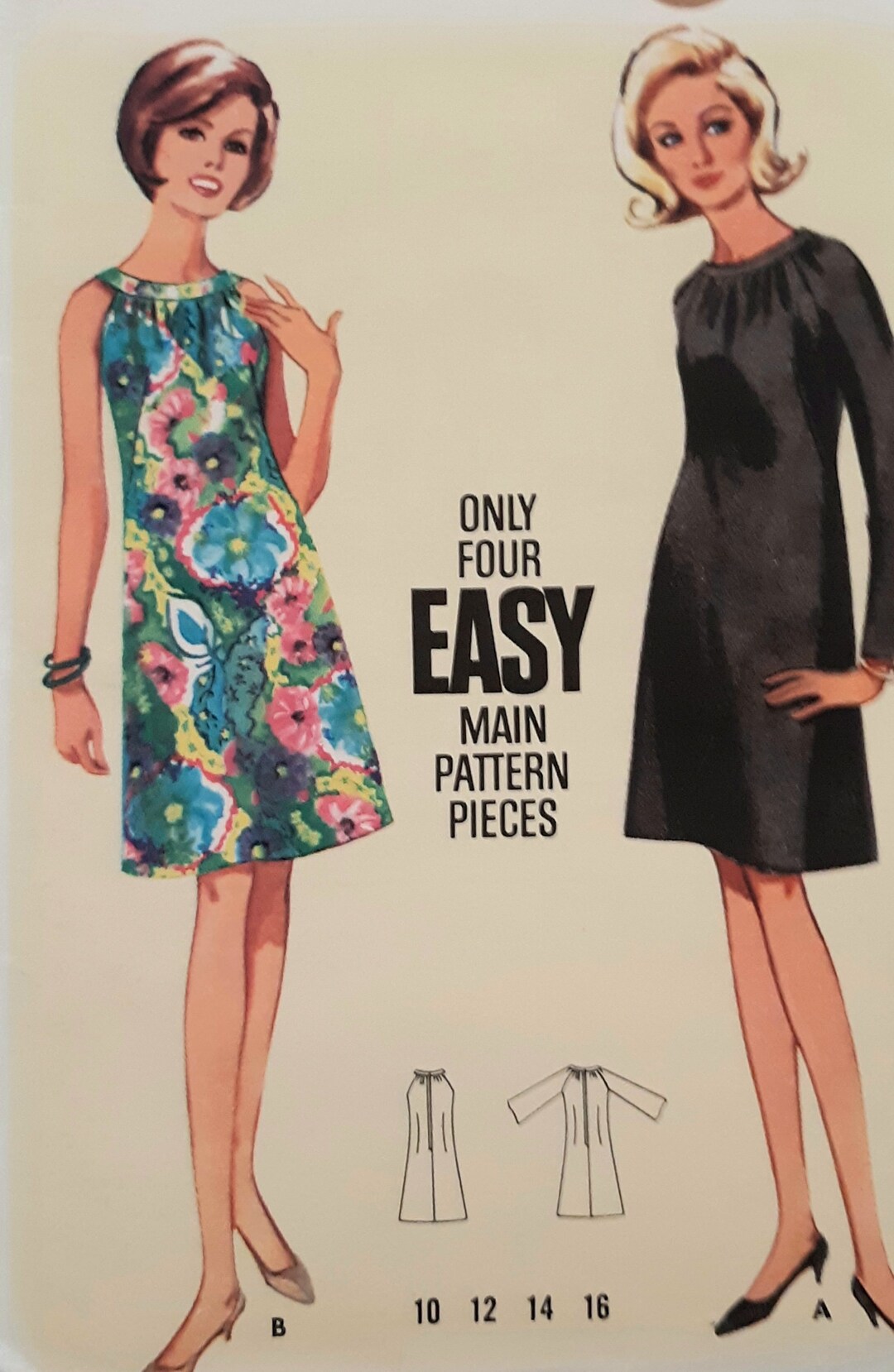 Vintage 60s Butterick 4304 Misses Gathered Neckline Dress With Cut Away ...