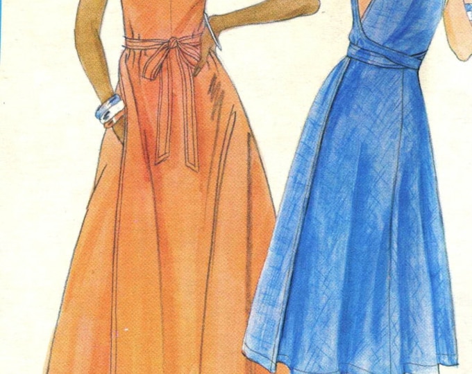 Vintage Butterick 4824 UNCUT Misses Wrap Sun Dress Sewing Pattern Size ...