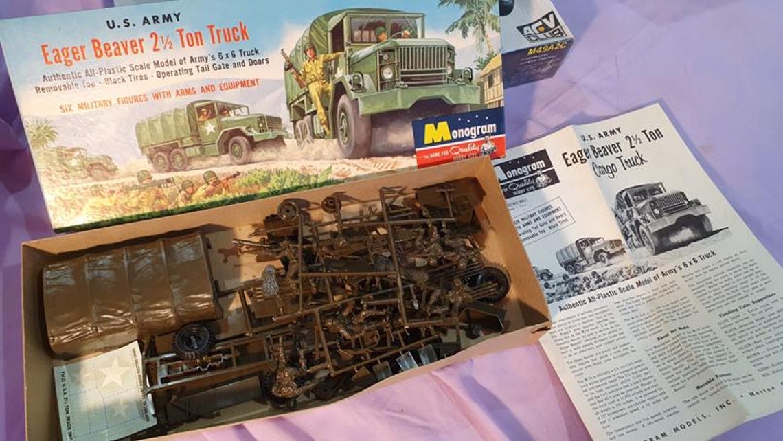 Plastic SCALE MODEL Kits Vintage, Antique Hobby Bus, Military Truck Car ...