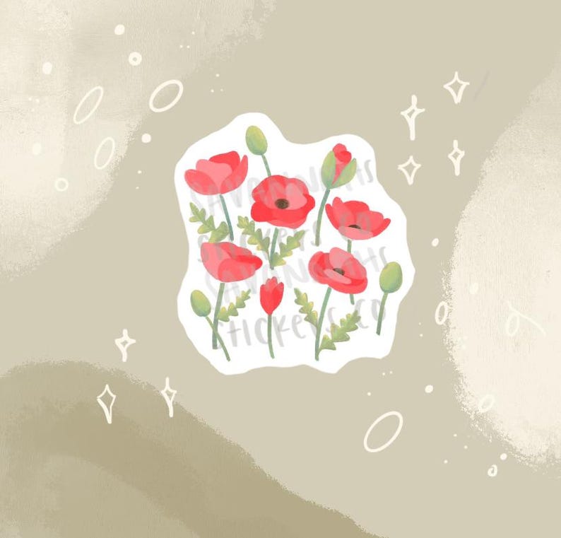 Poppy Flower Sticker - Etsy
