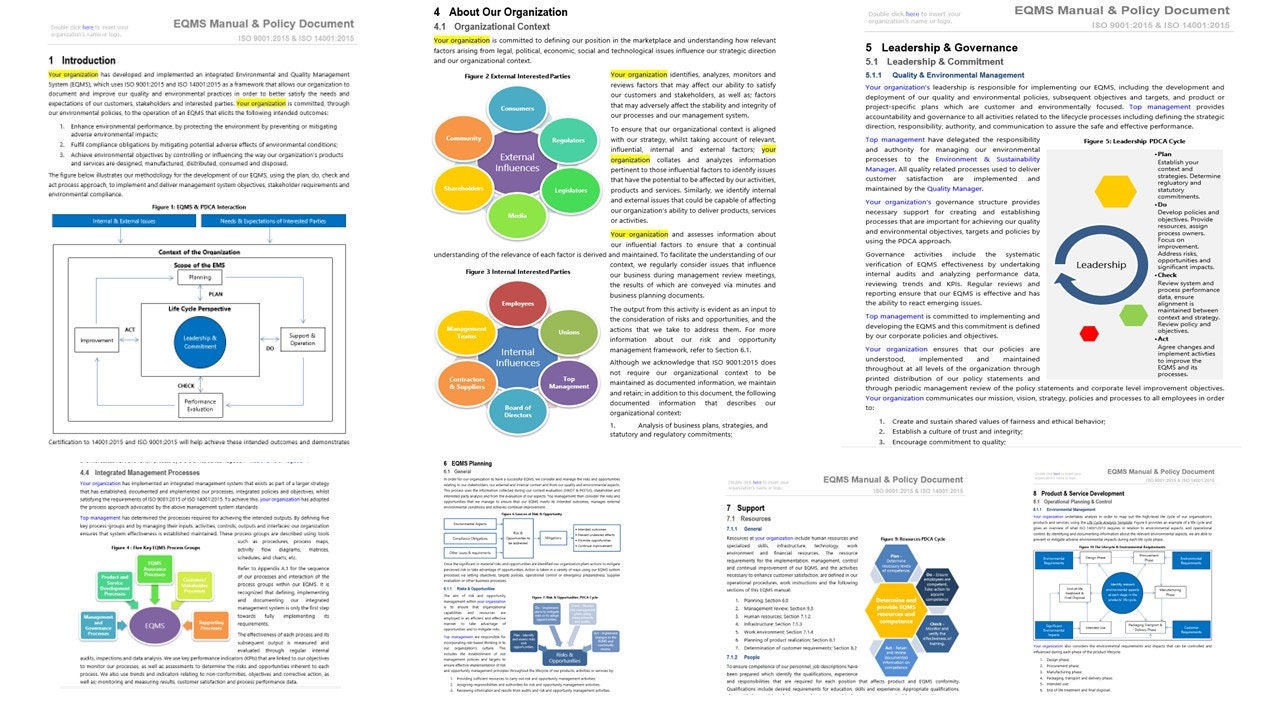 ISO 9001 & ISO 14001 Integrated Management System Template Package ...
