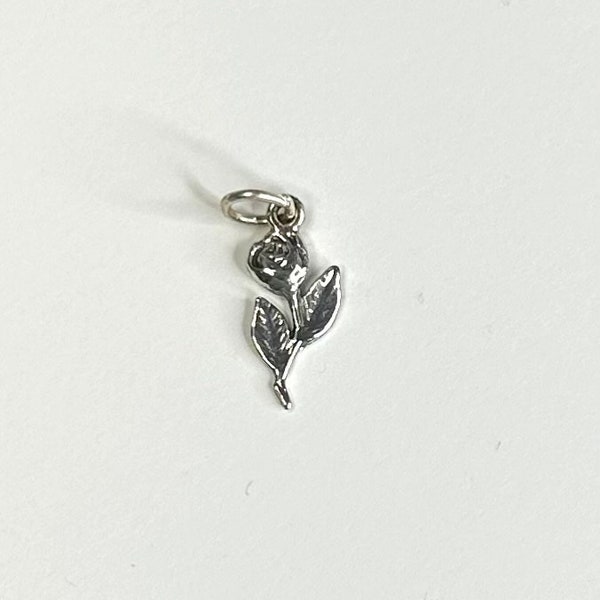 Sterling Silver Rose Charm - Etsy