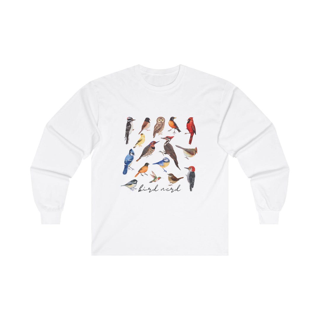 Bird Nerd Birder Birdwatcher Long Sleeve Tee, Bird Watching Gifts ...