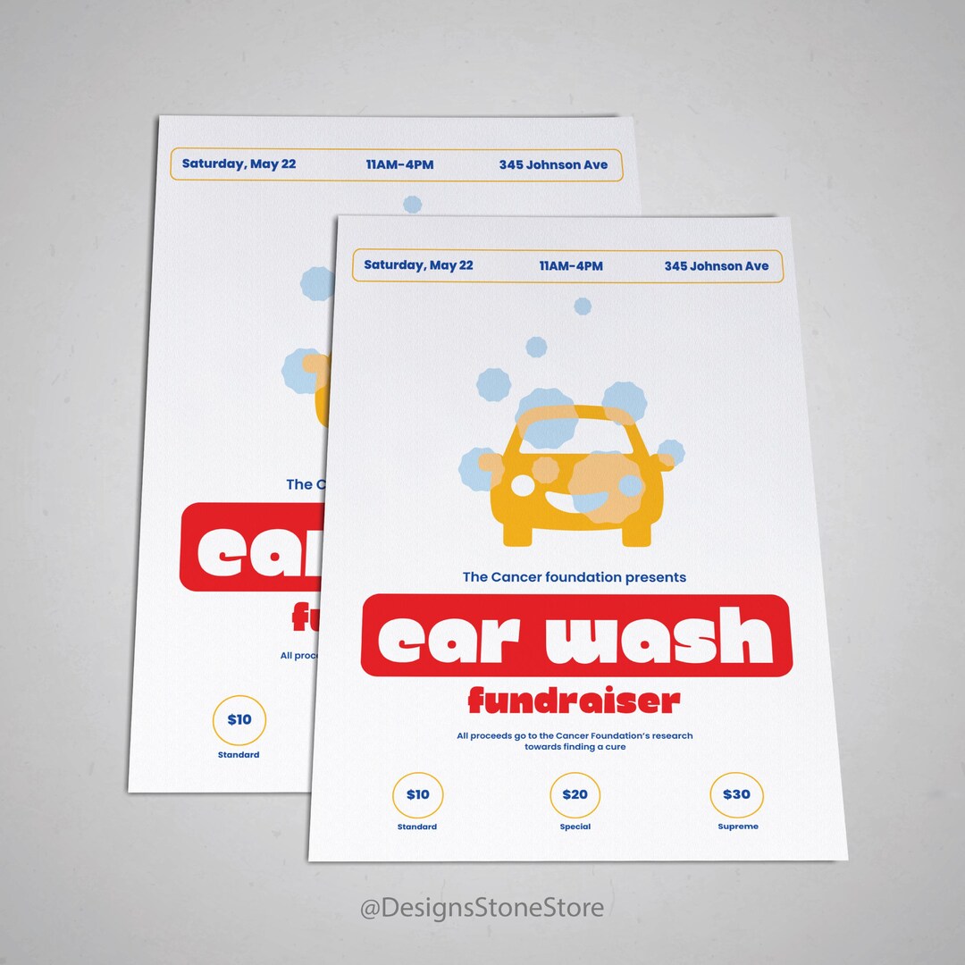 Car Wash Fundraiser Flyer Template, Editable Fundraiser Car Wash Flyer ...
