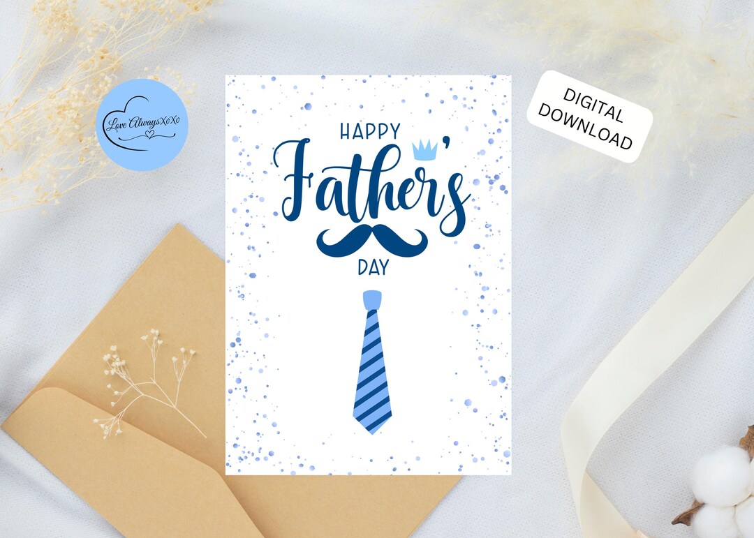 Printable Father's Day Card, Tie, Digital Download, Printable Greeting ...