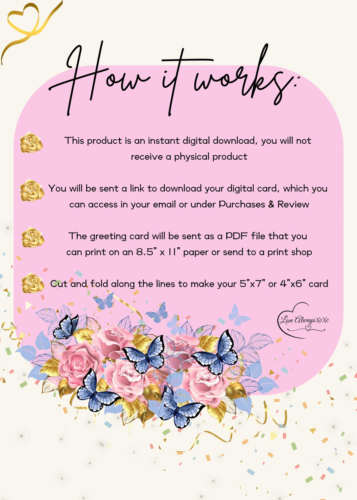 Gold Glitter Birthday Card: Printable Greeting Card (digital Download ...