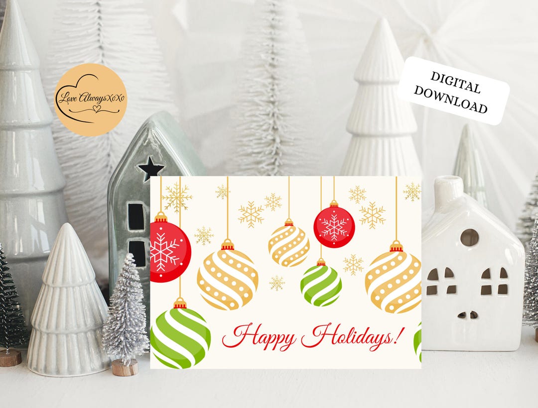Christmas Balls Greeting Card: Holiday Blank Card (digital Download) - Etsy