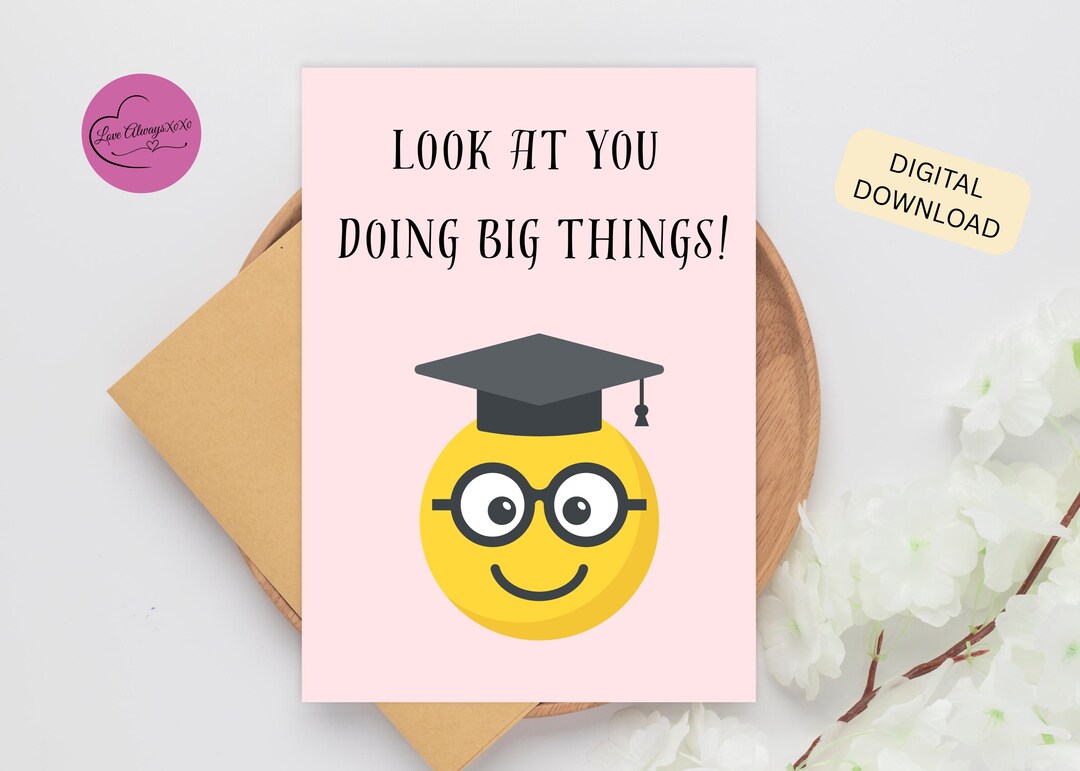 Printable Congrats Grad Card: Smiley Face (digital Download) - Etsy