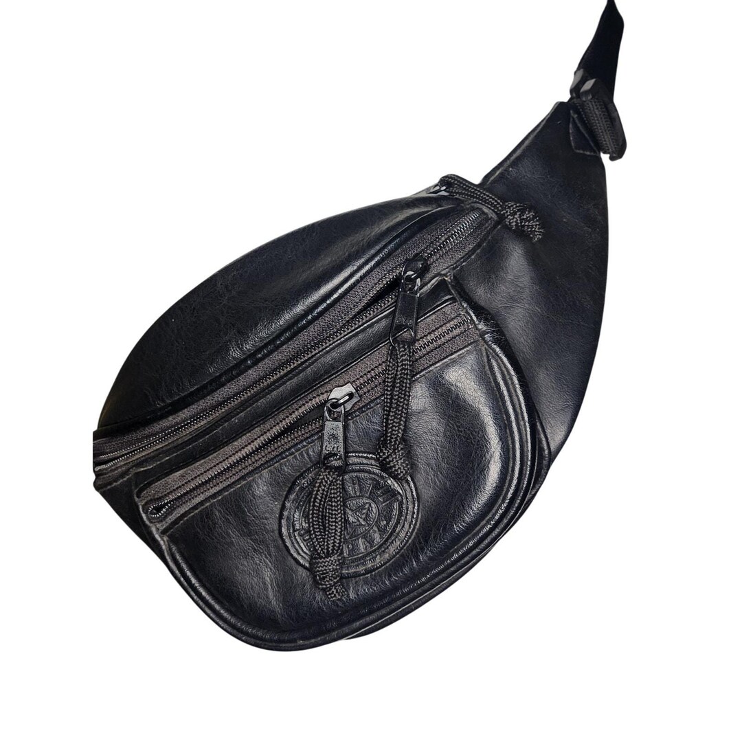 Vintage Flight Pax Black Leather Crossbody Sling Fanny Pack 80/90s ...