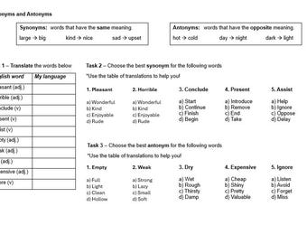 Thanksgiving Synonyms & Antonyms Worksheet Turkey Activities for Kids ...