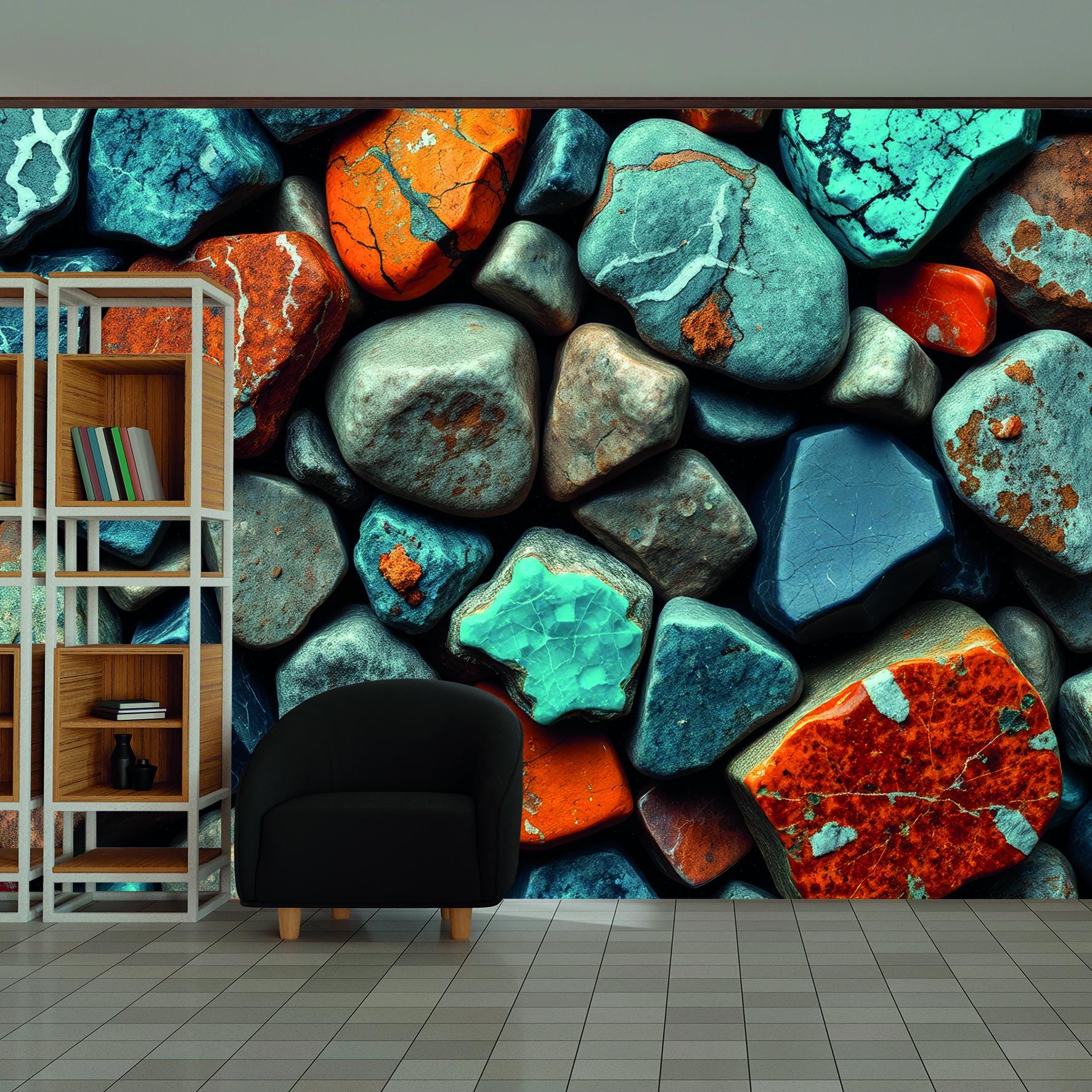 Colorful Stone Wall Mural Geological Traditional Wallpaper Custom Wall ...