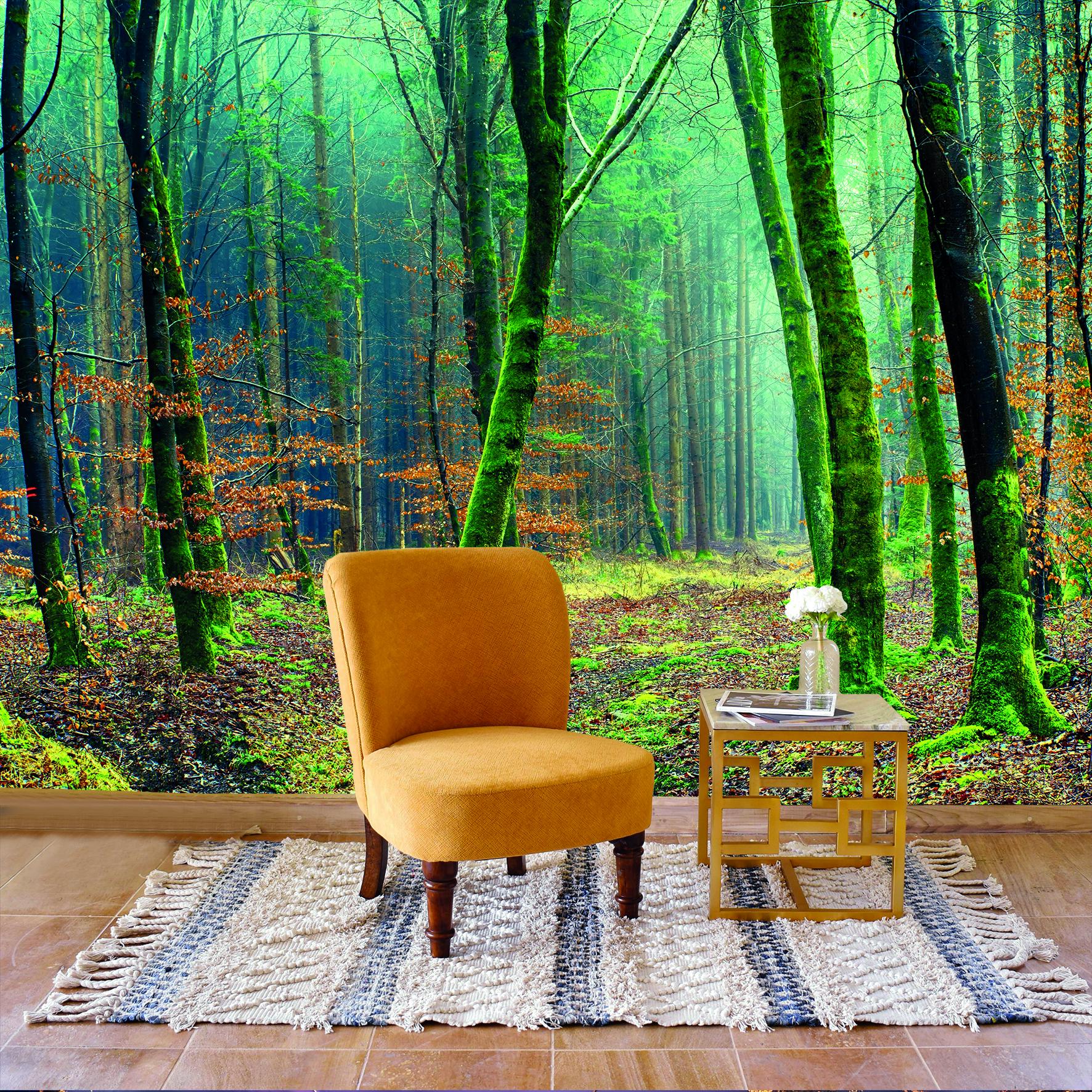 Forest Wall Decal Nature Wallpaper Removable Mural Moss on Tree Wall ...