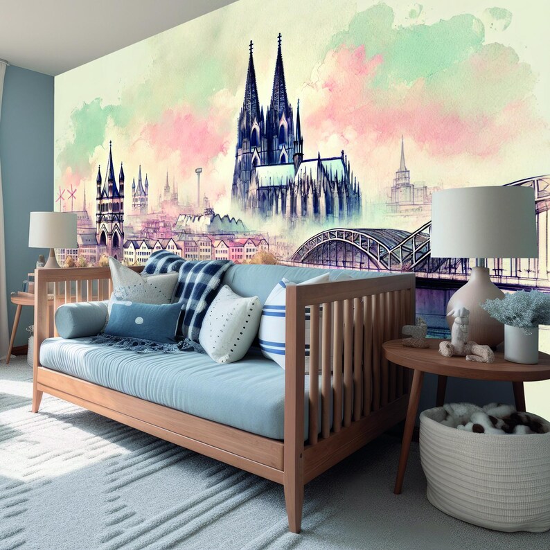 Cologne Cathedral Watercolor Wall Mural European Landmark Wallpaper ...