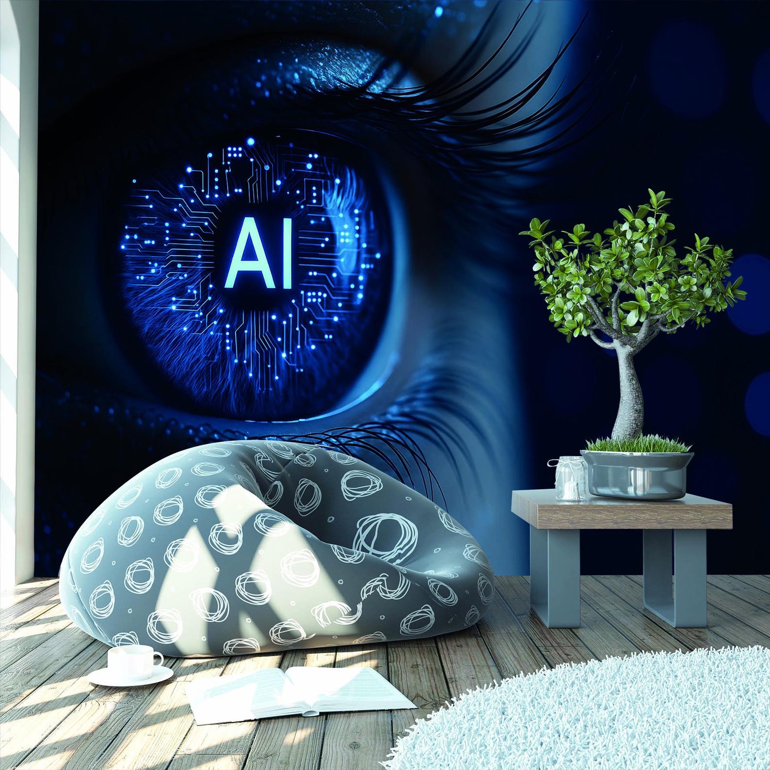 AI Artificial Intelligence Wall Mural Futuristic Wallpaper Tech Cyber ...