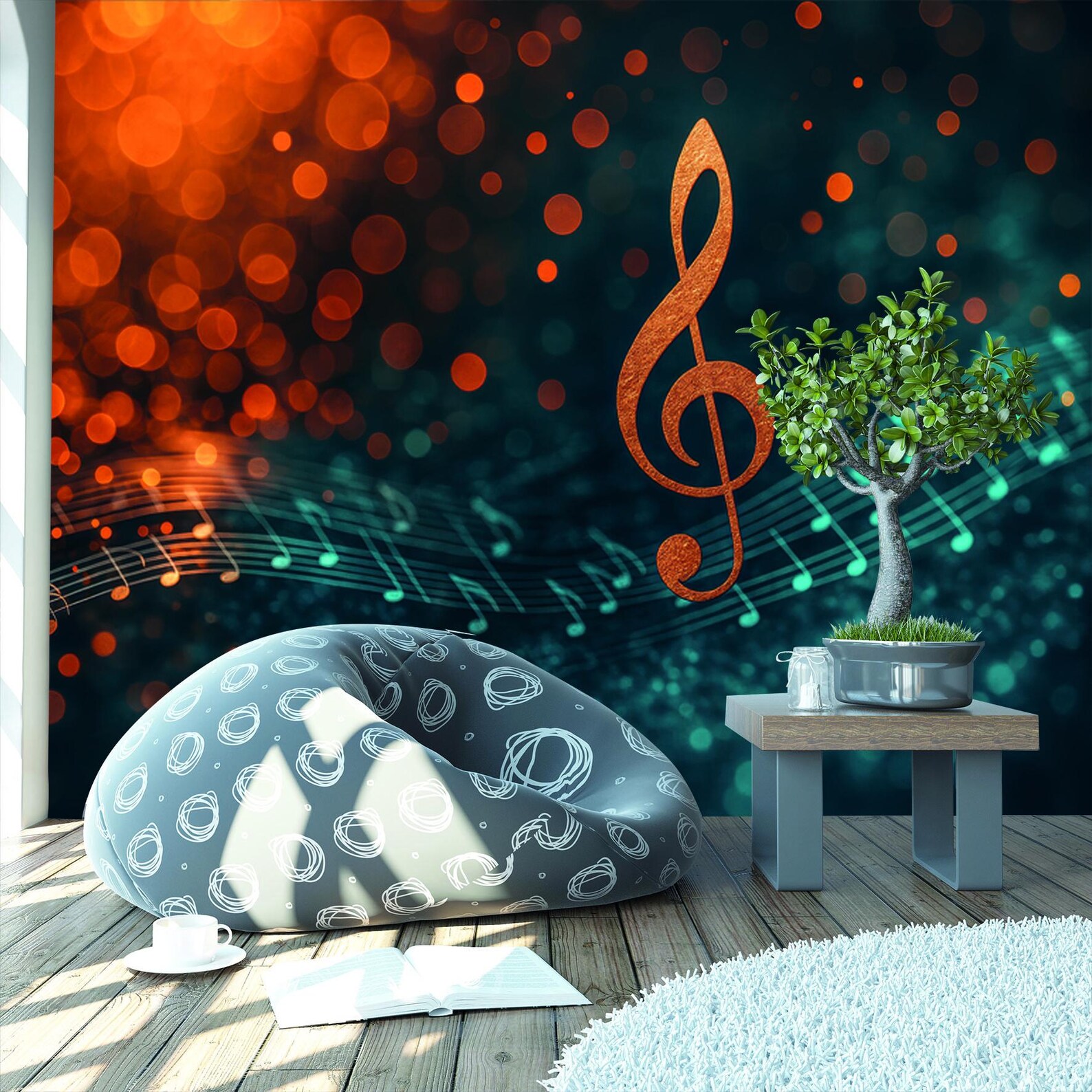 Music Notes Peel and Stick Wall Mural Musical Abstract Wall Art ...