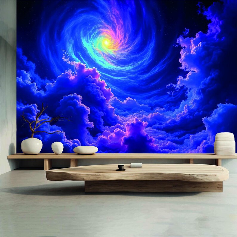 Mystical Blue Purple Spiral Wallpaper Fantasy Peel and Stick Wall Mural ...