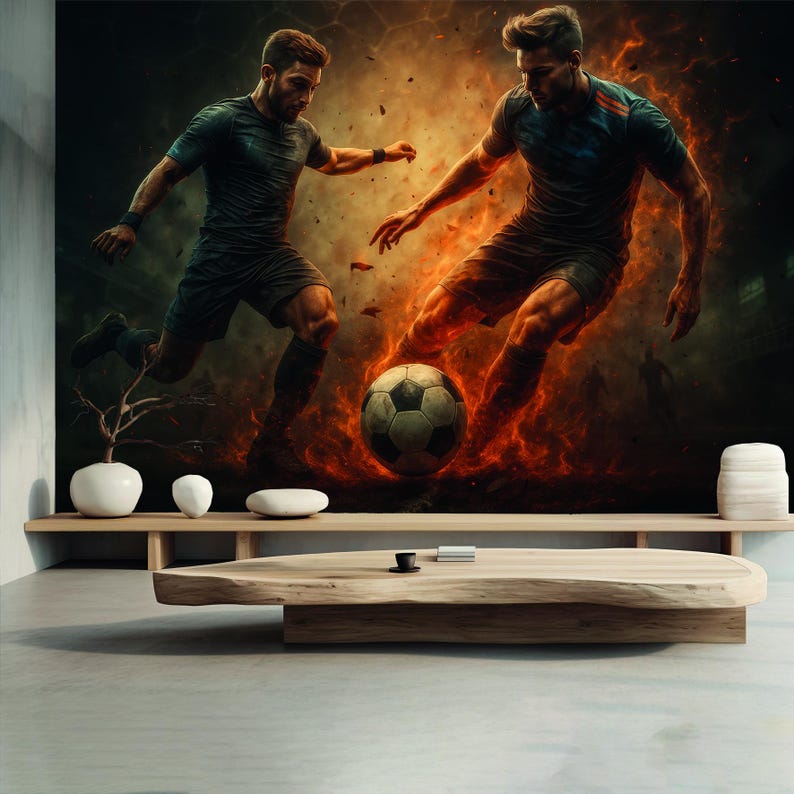 Epic Soccer Wall Mural Football Players Wallpaper Sports Room Decor ...