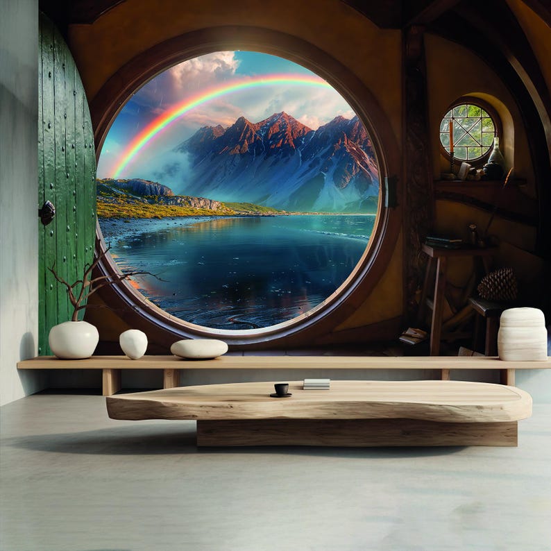 Mountain Lake View Window Wall Mural Lake Scenic Mural Nature ...