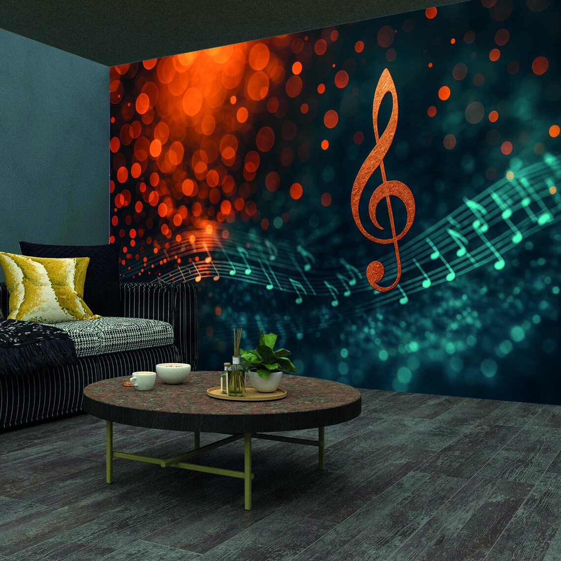 Music Notes Peel and Stick Wall Mural Musical Abstract Wall Art ...